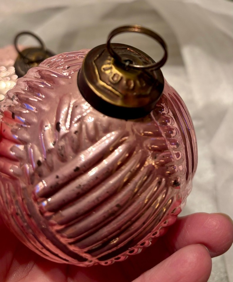 2 Kugel Style Mercury Glass Christmas Ornaments, Pink Dusty Rose ...