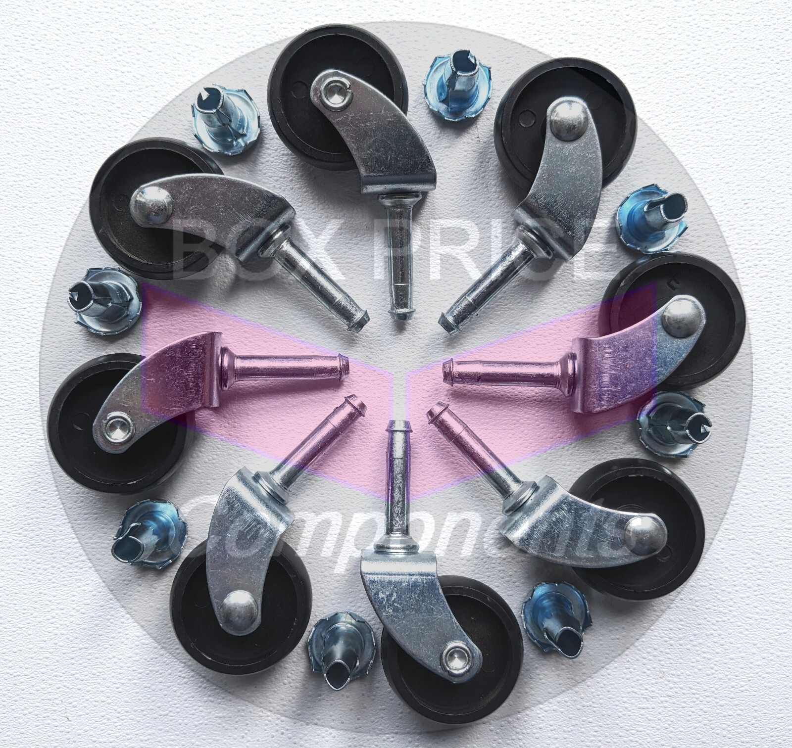 8 x Swivel Castor Wheels Feet With Inserts For Divan Bed Base Sofa ...