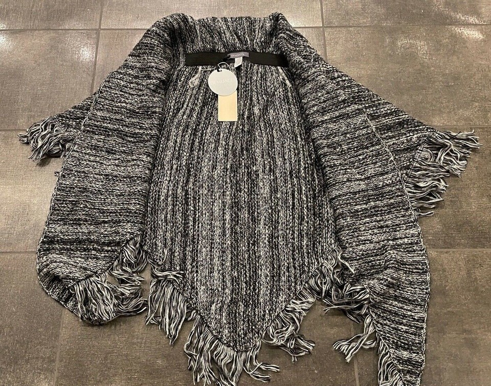 NWT WOMEN'S LARGE TRIANGLE WRAP FRINGED SHAWL CHARCOAL 100% ACRYLIC by ...