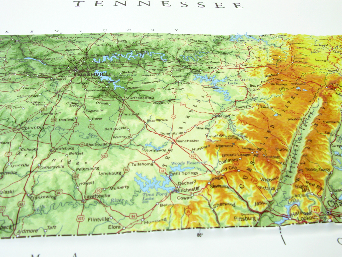 Tennessee Physical Map And Tennessee Topographic Map