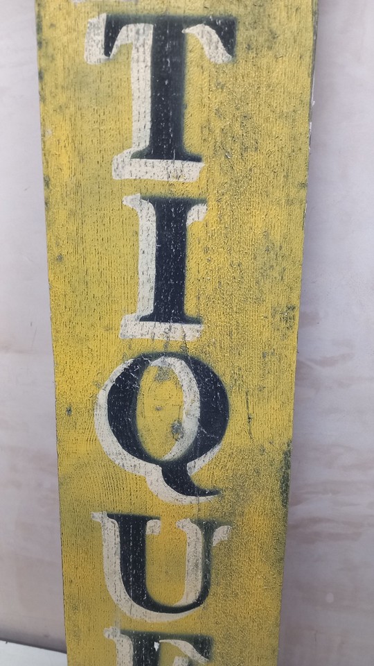 RUSTIC PAINTED ANTIQUES SIGN SHOP DISPLAY MANCAVE DECOR VINTAGE RETRO ...