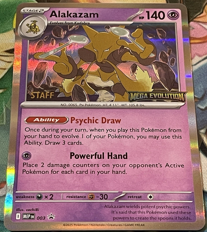 Alakazam - MEP003 - Pokemon Mega Evolution STAFF Prerelease Holo Promo ...