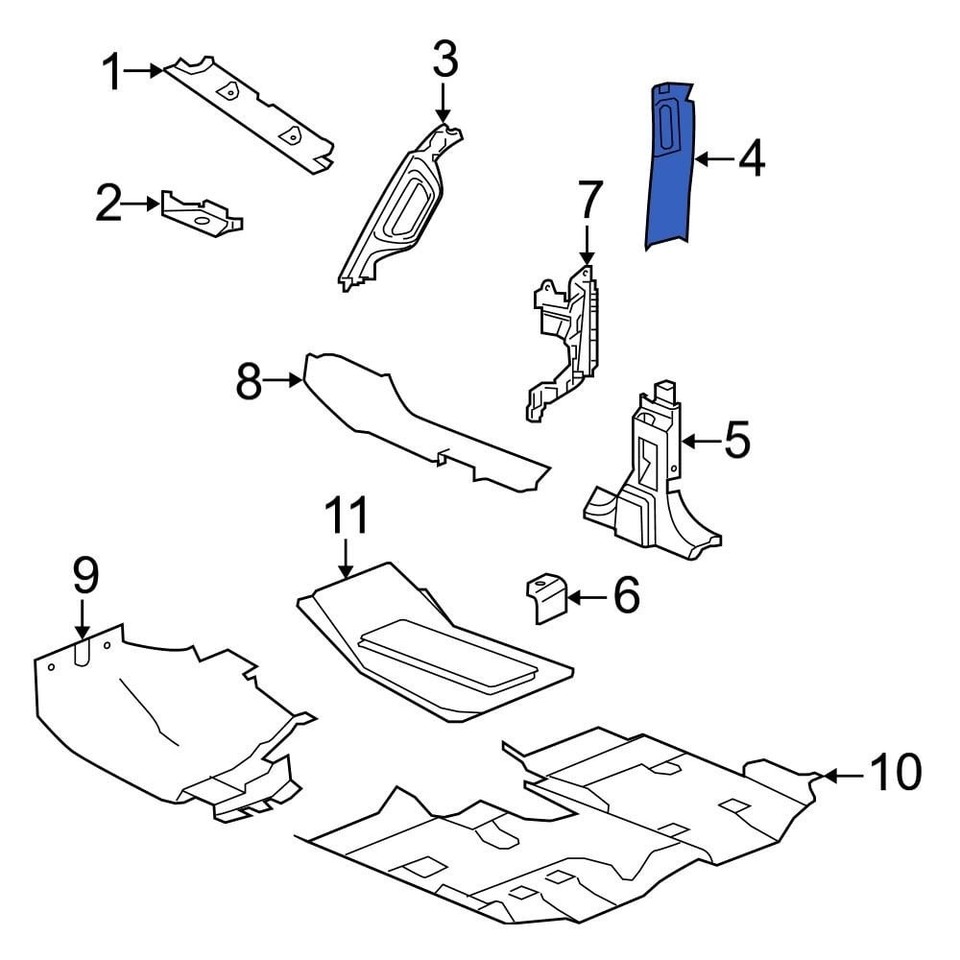 For Jeep Wrangler 2018-2023 Jeep 6EN01TX7AC Left Lower Door Pillar Post ...