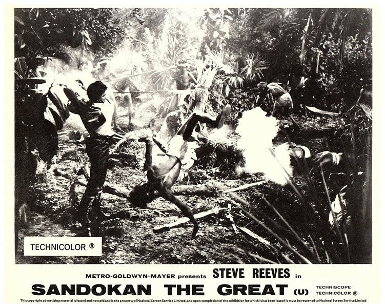 Sandokan the Great Original Lobby Card Steve Reeves fighting jungle ...