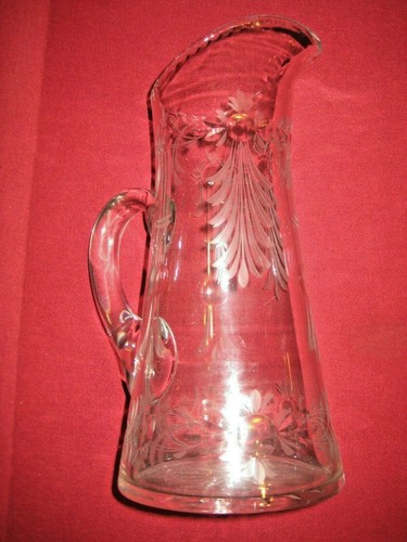 Vintage Antique Etched Floral Daisy Cut Glass Crystal Water Wine ...