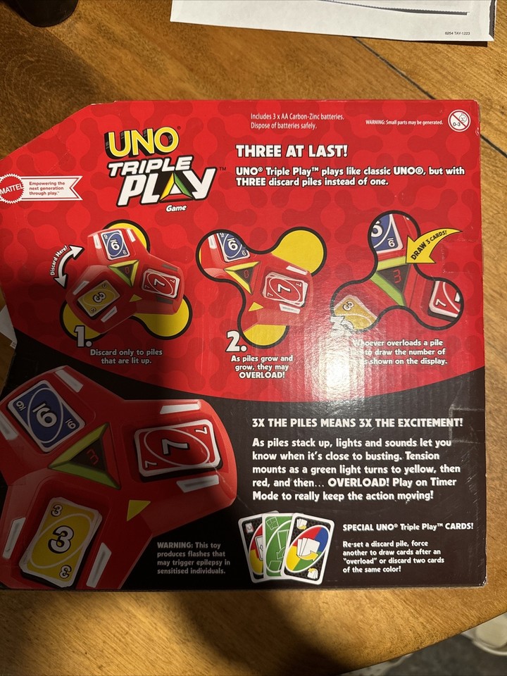 Mattel UNO Triple Play Card Game 887961963434 | eBay
