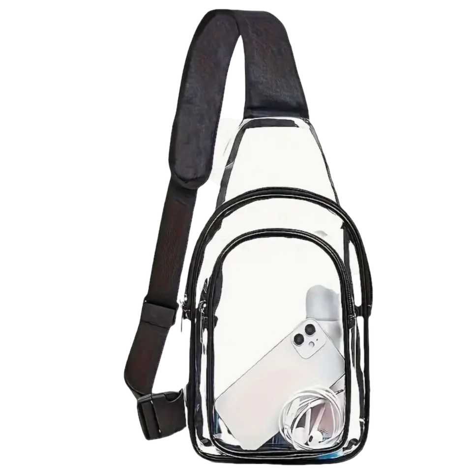 Clear PVC Sling Bag Transparent Stadium Shoulder Crossbody Backpack ...