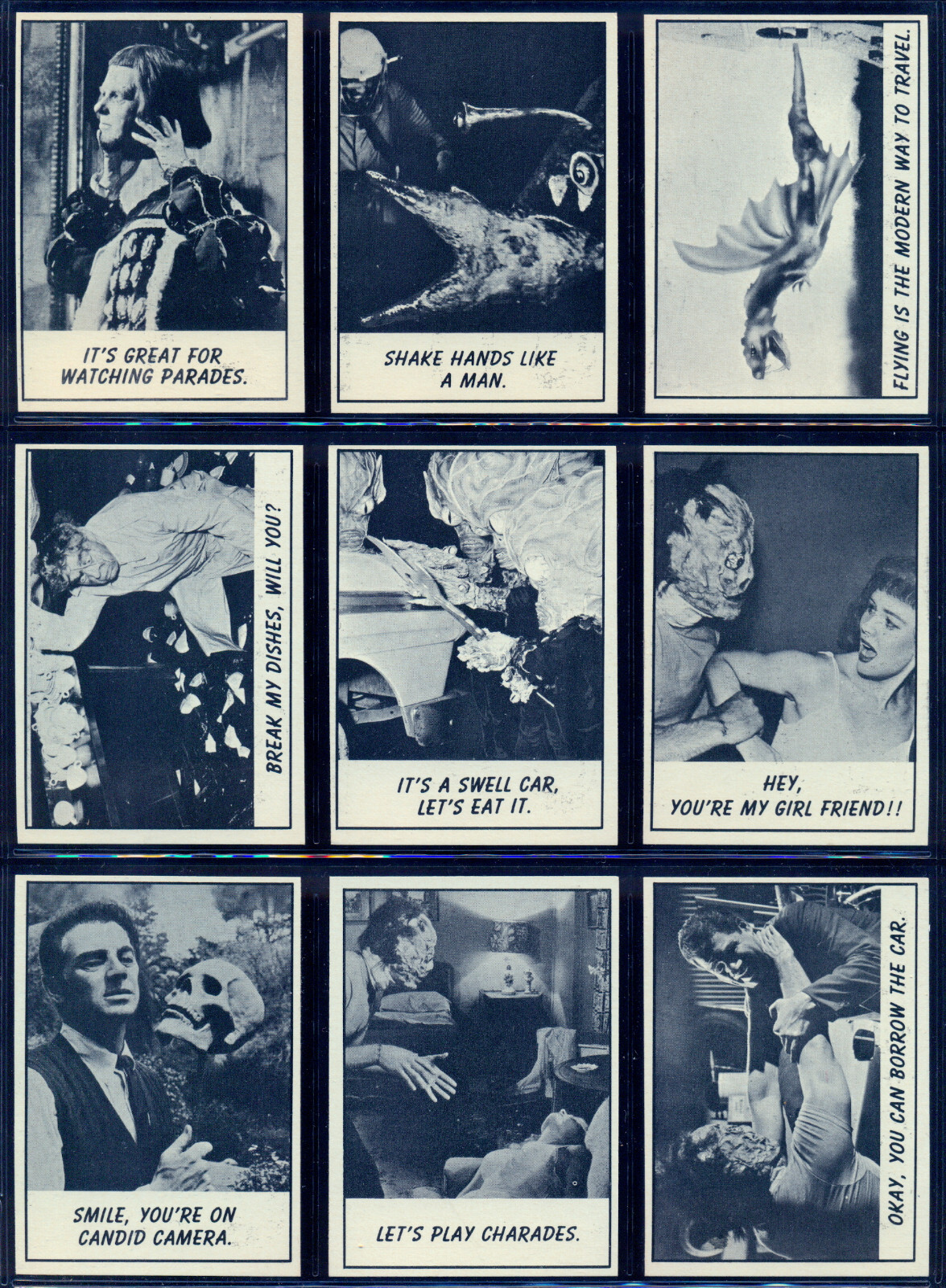 1966 Topps Monster Laffs Complete Card Set 1-66 NM Horror Films Jokes ...