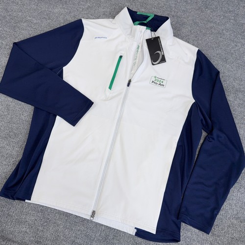 Zero Restriction Tour Golf Jacket Men 2XL Full Zip White Navy Blue Full ...