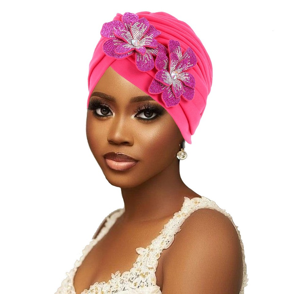 Flower Turban Bonnet Women Muslim Hijab Headscarf Hair Loss Head Wrap ...