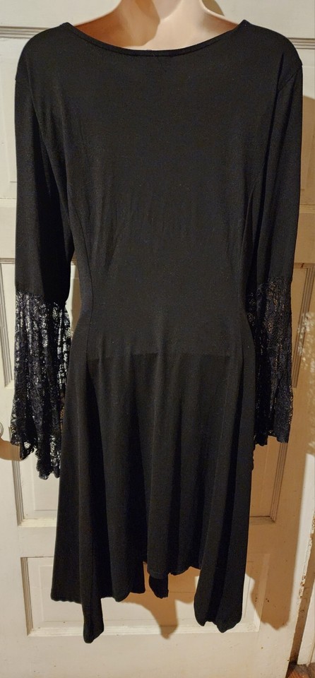 Hot Topic Size 12 Black Bell Sleeve Handkerchief Hem Dress | eBay