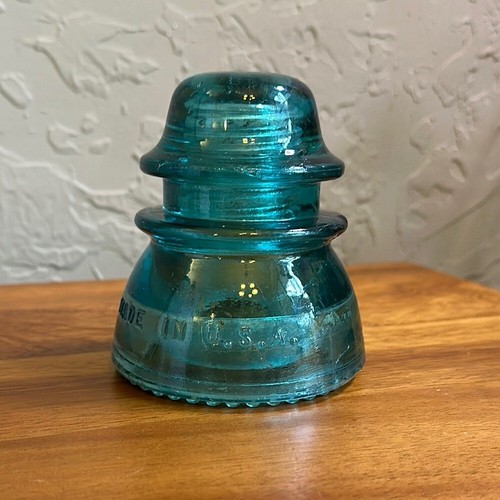 Hemingray Glass Insulator #42 in Teal Blue heavy duty colored glass | eBay