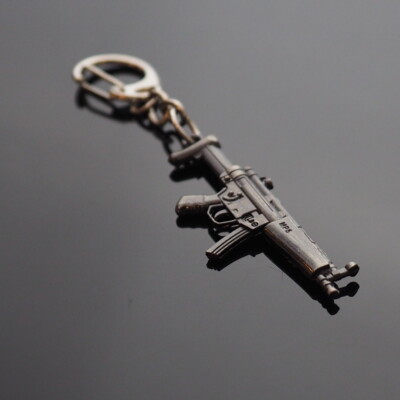 MP5 Keychain Rifle Machine Gun Model Metal Keyring Key Ring Chain Black ...