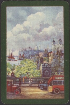 Playing Cards Single Card Old Vintage Named * TOWER OF LONDON Thames ...