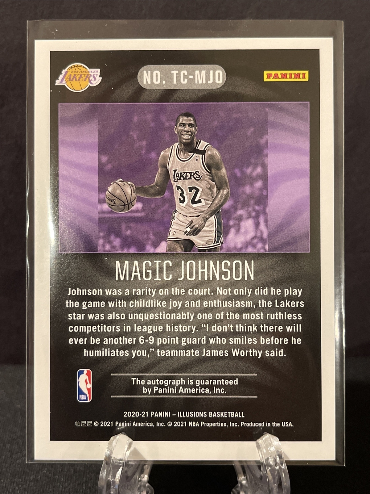 2020-21 Panini Illusions Magic Johnson Trophy Collection Auto Lakers ...