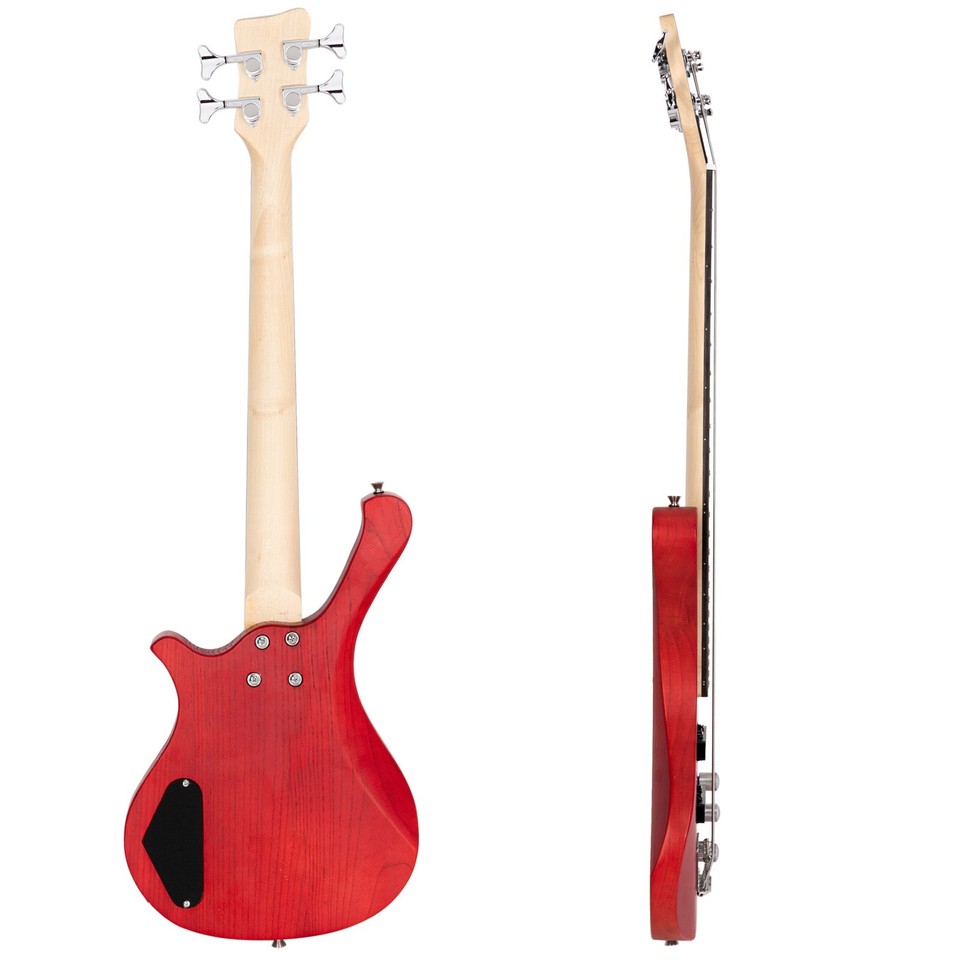 Glarry GW101 36in Red Small Scale Mahogany Electric Bass Guitar SS ...