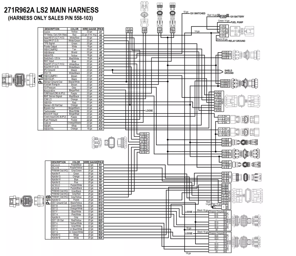 Holley LS2, LS3, LS7, LS76, LS92, LS98 Engine Main Harness HP EFI ...