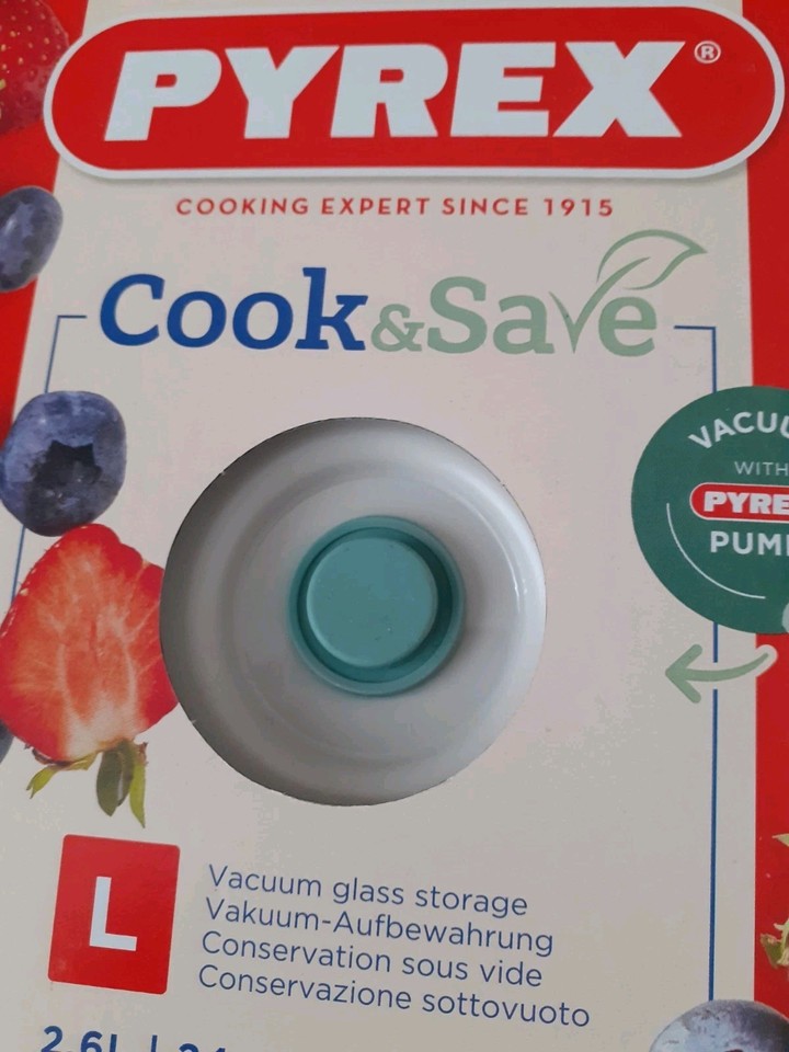 Pyrex Cook & Save 2.6L Glass Storage Box Vacuum Large Food Container ...