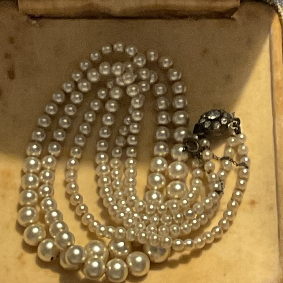 Vintage Ciro Double Strand Pearl Necklace With Diamanté Clasp And ...