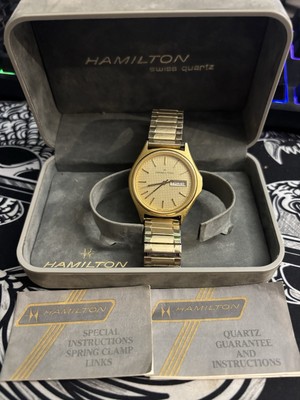 Vintage Hamilton Quartz Gold Watch With Box And Original Paperwork Not ...