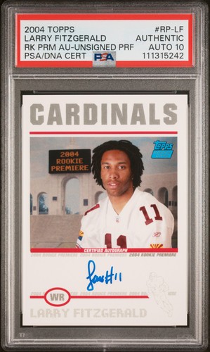 2004 TOPPS PREMIERE #RP-LF LARRY FITZGERALD ROOKIE PSA AUTHENTIC DNA ...