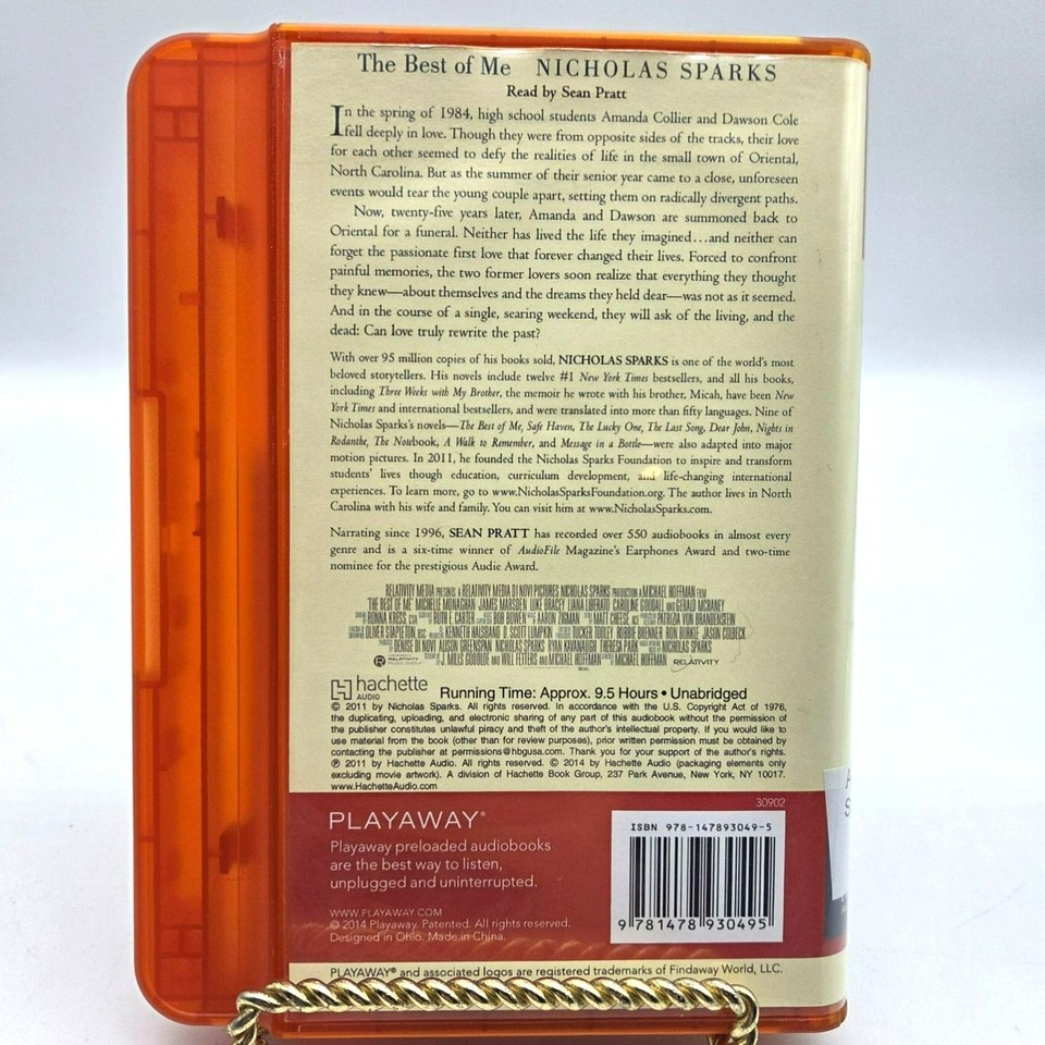 Playaway Audiobook Ex-Library-The Best of Me by Nicholas Sparks | eBay