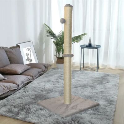 Large Cat Scratching Post Natural Sisal 86cm Tall Scratch Tower Dark ...