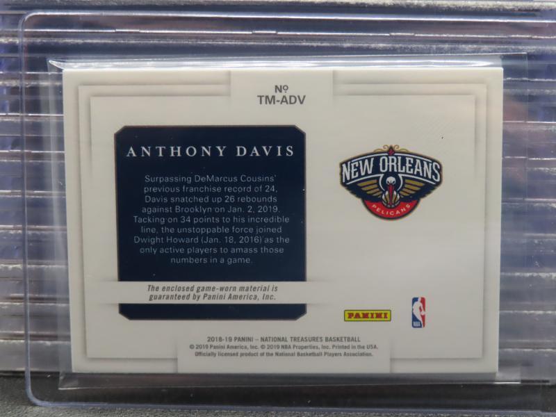 2018-19 Panini National Treasures Anthony Davis Timeline GU Jersey #96/ ...