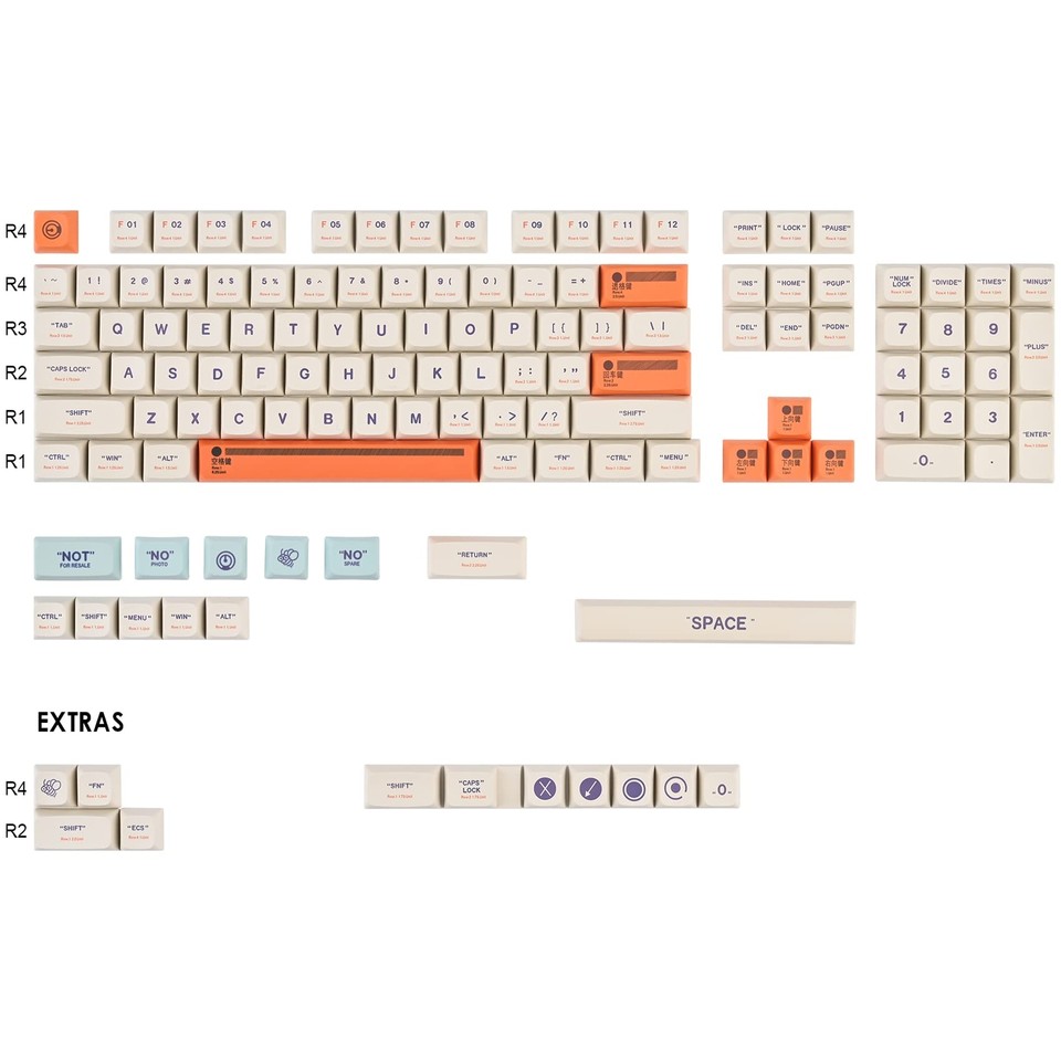 XDA Profile Keycaps Set 142-Key Retro Plastic Theme Cherry MX ...