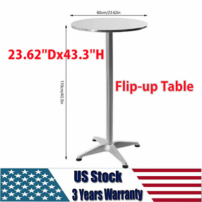 Sliver Adjustable Height Pub Bar Cocktail Table 360 Swivel Round W/Flip ...