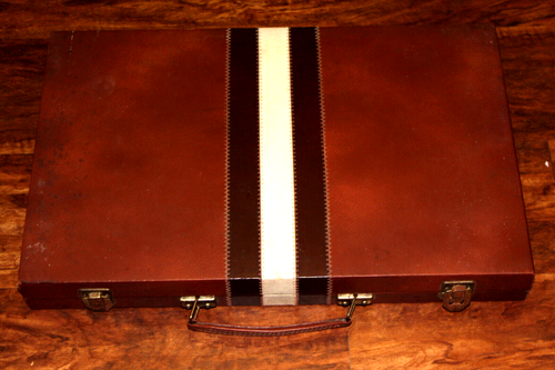 Vintage Faux Leather Backgammon Suit Case With Original Pieces and Rule ...