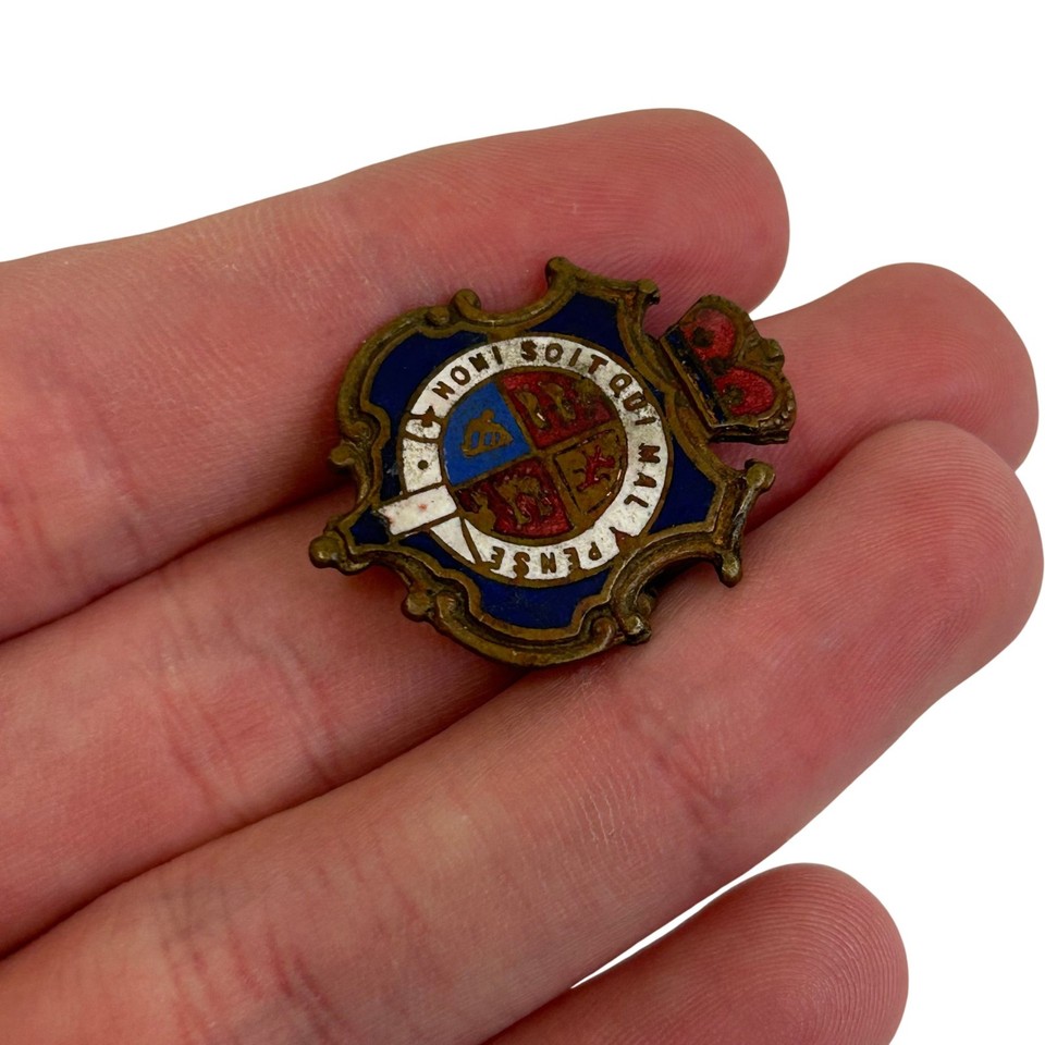 Vintage Enamel Military Badge with Crown and Motto Design Collectable ...