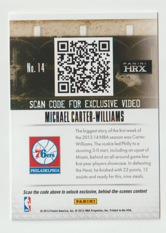 2013-14 Panini Prizm BK HRX #14 Michael Carter-Williams RC - Philadelphia 76ers | eBay