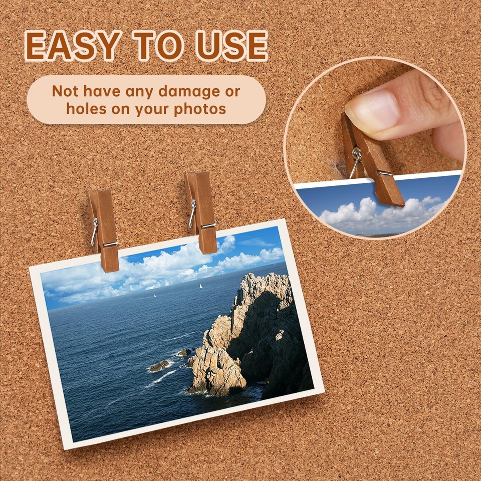 Wooden Push Pins with Clips 50pcs Brown Push Pins for Bulletin Board ...