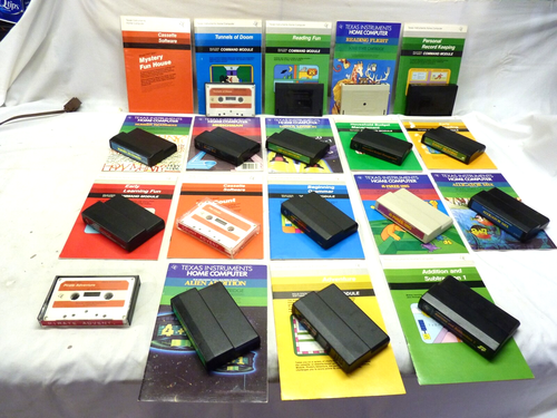 Texas Instruments Solid State Cartridge & Cassette 19 Pc Game Lot w ...