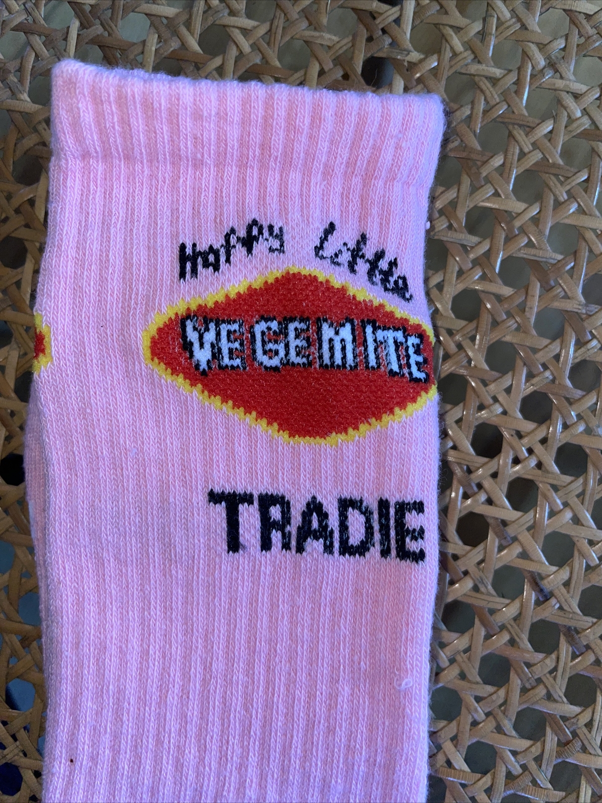 Vegemite Tradie Unisex Children’s Crew Sock Size 2-8 Pink Kids ...