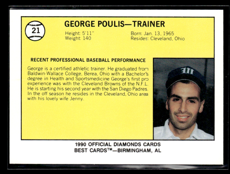 George Poulis 1990 Waterloo Diamonds Team Set | eBay