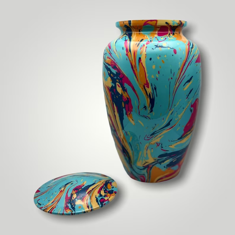 Colorful Tie Dye Adult Urn, Modern Unique Urn, Rainbow Urn for Ashes ...