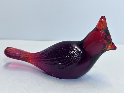 Vintage Fenton Ruby Red Glass Cardinal Bird Figurine Paperweight | eBay