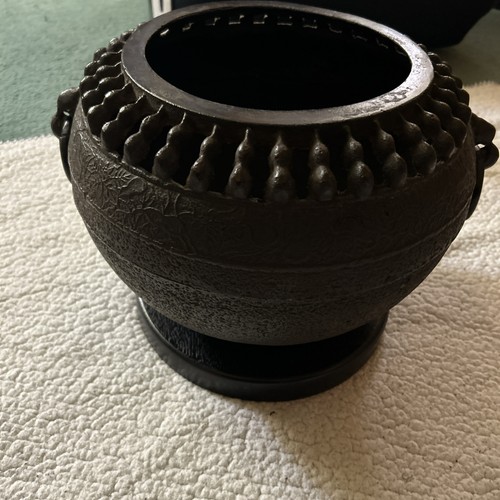 Vintage Chinese iron censer Urn pot - hong kong wabi sabi planter ...