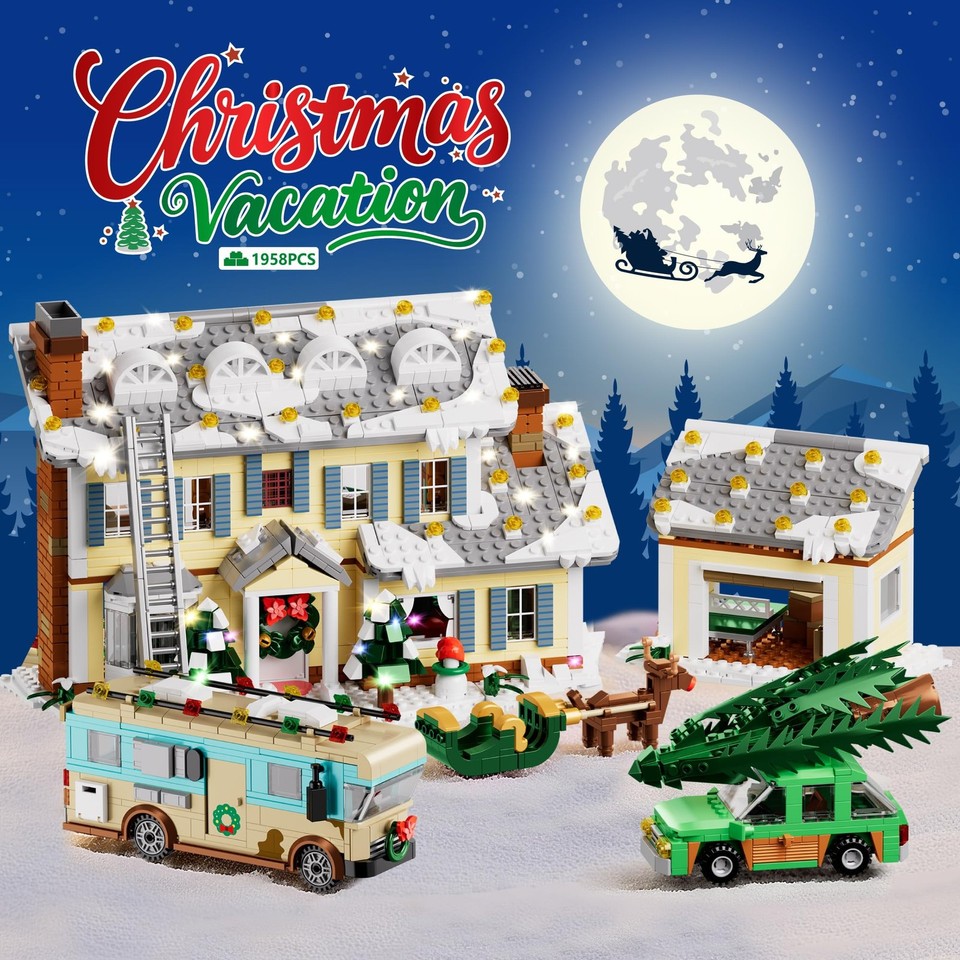 Christmas Holiday House Building Set, 5 in 1 Model Buildings Kits Snow ...