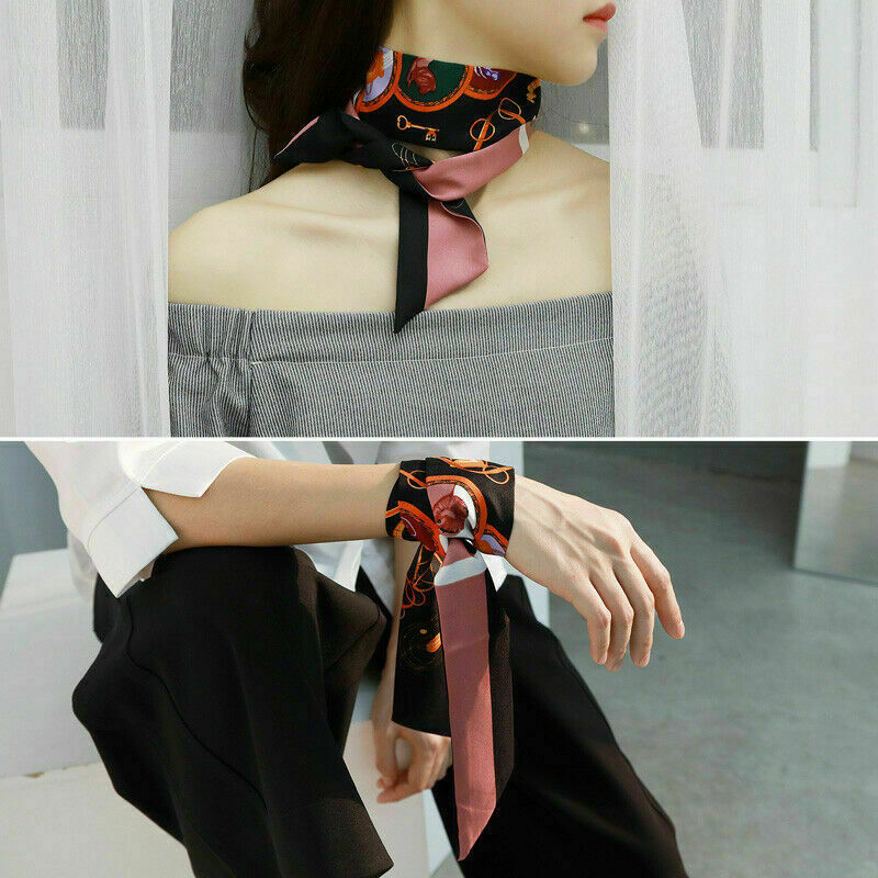 Ladies Neck Scarf Long Ribbon Wrap Tied Bag Handle Hair Wrist band ...