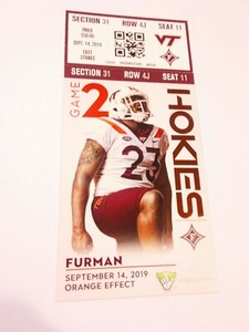 2019 Furman Virginia Tech Hokies Football Ticket Stub | eBay