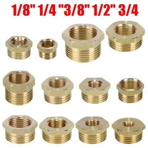 Brass Bushing Male Female Reducing Hex BSP Adapters Bush 1/8" 1/4 "3/8 ...