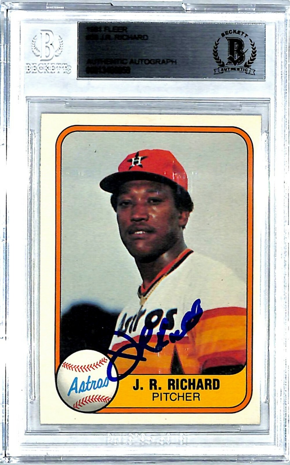 J.R. RICHARD Signed 1981 Fleer Baseball Card "HOUSTON ASTROS" Beckett ...