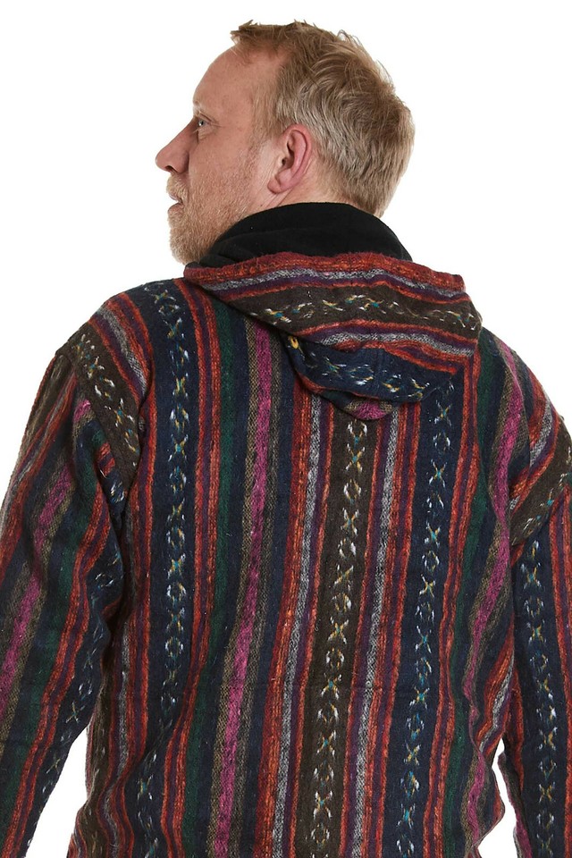 Mens Hippy Jacket, Mans Nepalese Baja Hippie Hoodie, Festival Clothing ...