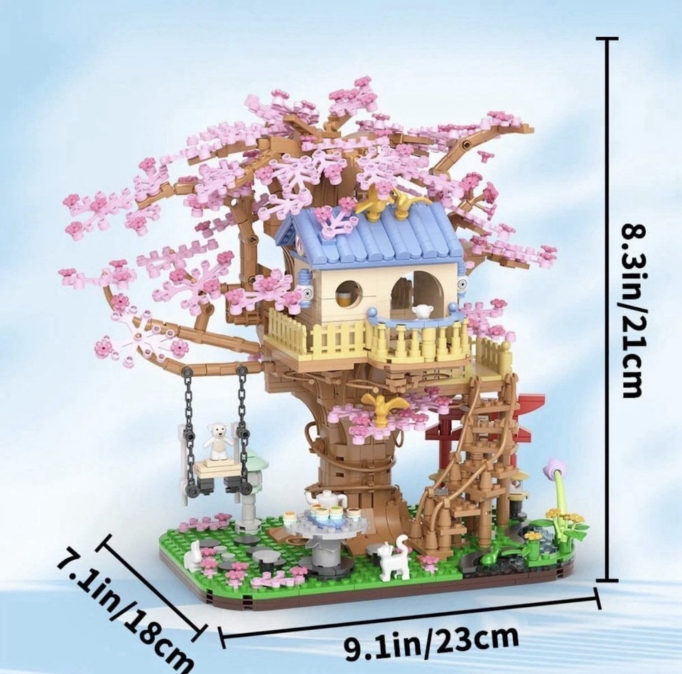 Mini Sakura Tree House Cherry Blossom Micro Building Blocks Kit ...