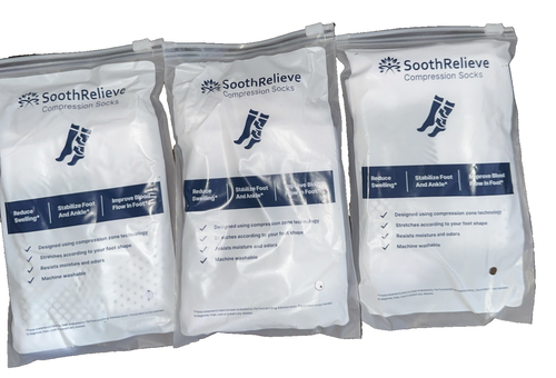 3 Pairs of Sooth Relieve Compression Socks White/Black New Foot And ...