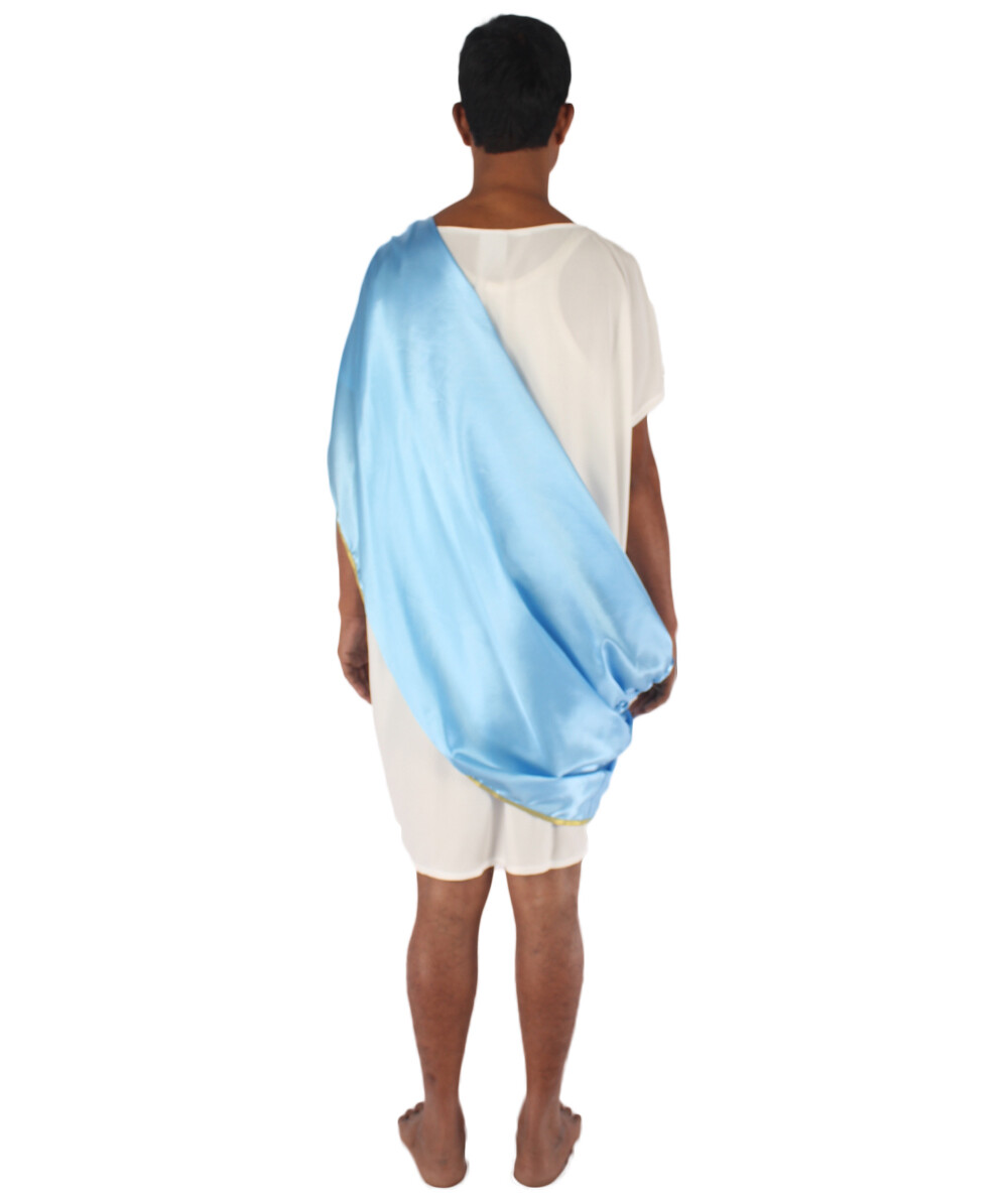 Men's White Tunic White and Blue Drape for Cosplay Greek Toga Costume ...