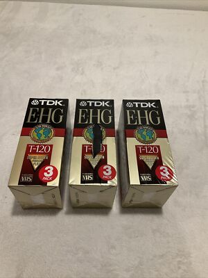 LOT OF 3 - 3 TDK EHG Extra High Grade T-120 Blank VHS Tapes 6hrs ...